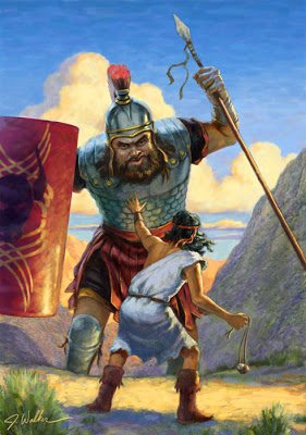 David fighting Goliath
