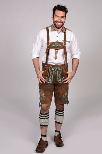 Wikipedia defines lederhosen as "short or knee-length leather breeches ...