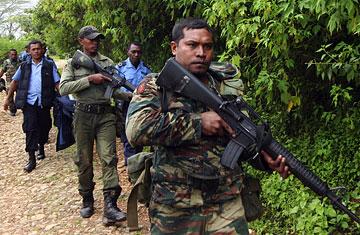 soldiers ready to fight in the east Timor war.