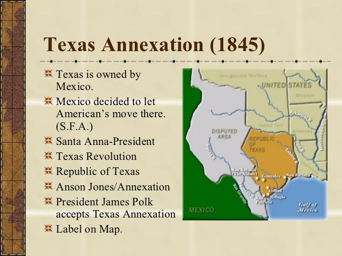 1845-Annexation of Texas was the 1845 incorporation of the Republic of ...