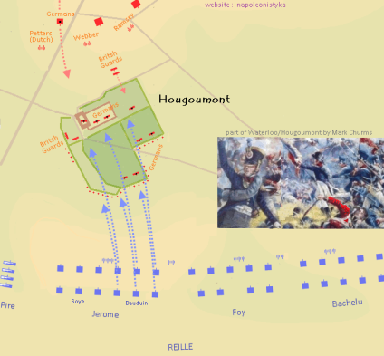 The first French attack (Allies in red, French in blue). Map made by ...