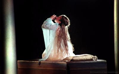 This image shows Juliet taking the potion that will put her into a ...