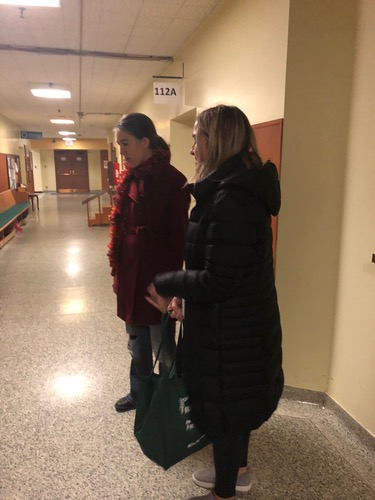 Pictured: me and the teacher who ran the food drive at the preschool
