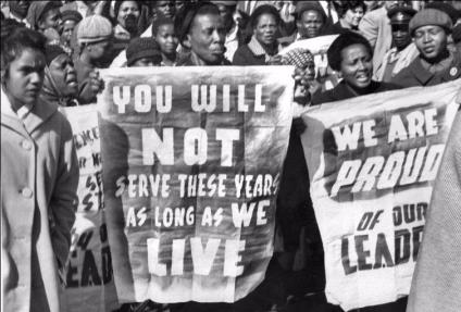 Demonstration opposes the guilty verdict of the Rivonia Treason Trials ...