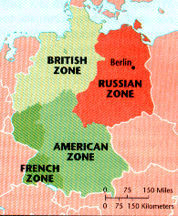 This is an image that shows the division of Germany after World War 2.