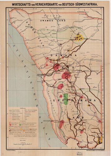 This map shows transportation routes and agricultural regions in German ...