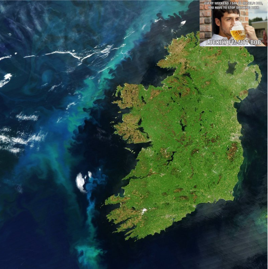 Satellite view of Ireland from , 12th of December, 2016