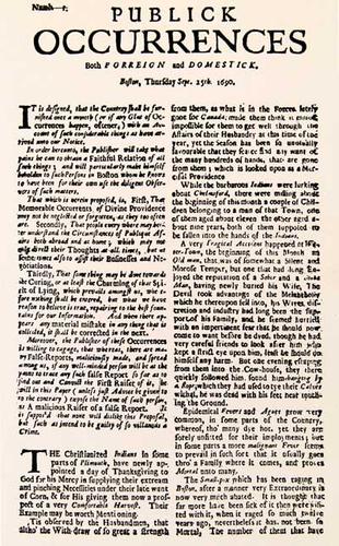 1690 – First American newspaper: Publick Occurrences (lasts one issue)