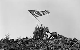 U.S troops raising American flag at Iwo Jima