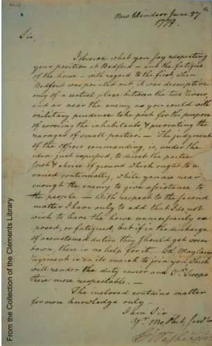 A letter written by General Geroge Washington to Benjamin Tallmadge ...
