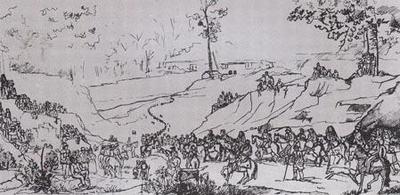 George Winters drawing of the 1838 removal of the Potawatomi Indians ...