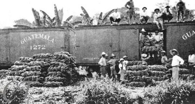 Image of Guatemala workers loading crates of bananas.