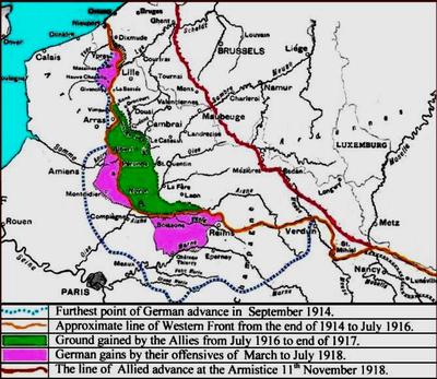 This map shows the progression and furthest extent of the armies ...