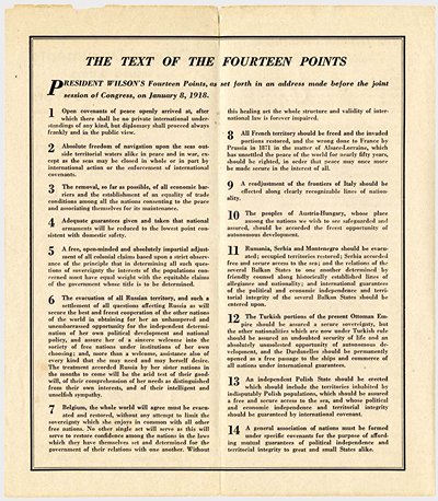 1918 - Wilson's Fourteen Points