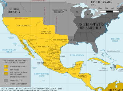 This is a map of the areas that Spain colonized Mexico.