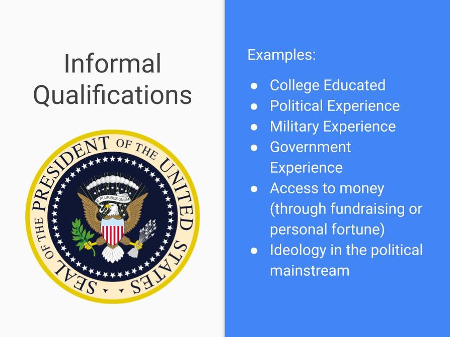 That being said, here are the most common informal qualifications. Not ...