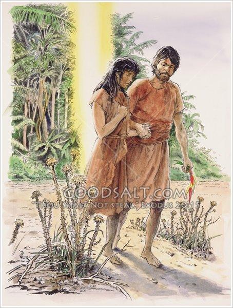 Adam and Eve leaving the Garden of Eden