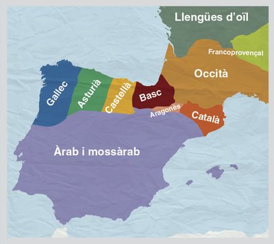 En aquest mapa podem veure el naixement de diverses llengües romàniques ...
