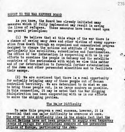 John Pehle, "Report to the War Refugee Board," Morgenthau Diaries, Vol ...