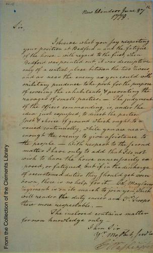 Letter by George Washington to Benjamin Tallmadge