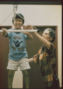 Ayres pictured with happy child