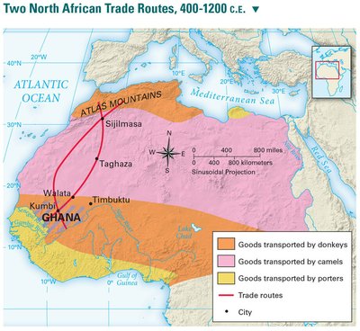 This is the map of West Africa that displays the goods transported by ...