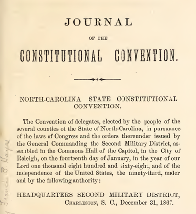 July 1868: The Constitution of 1868 is ratified and South Carolina is ...