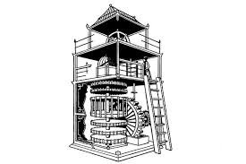 This is an image of Su Song's hydro mechanical clock. The clock tower ...