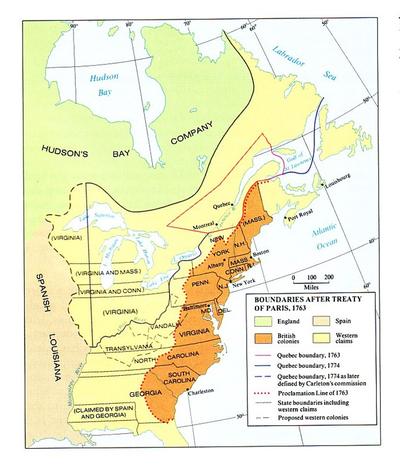 Map of British America throughout the times.