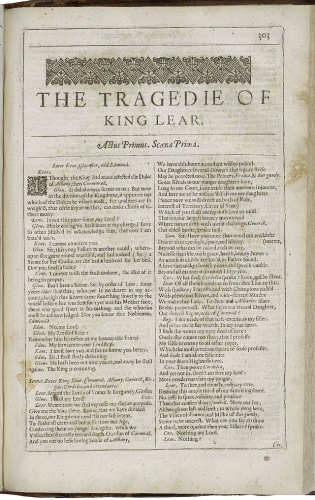 Second Folio, Title Page of King Lear.