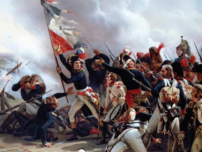 Napoleon Bonaparte leading his troops over the bridge of Arcole