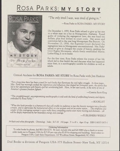 (Parks, R. (n.d.). Rosa Parks Papers: Writings, Notes, and Statements ...