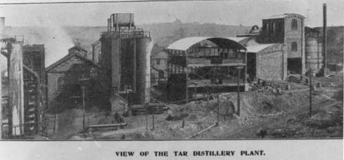 Shown aboove is the front view of a local tar distillery plant.
