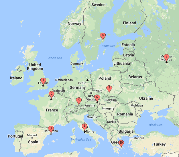 European Tour Map
