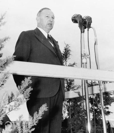 Sir Thomas Playford at the opening of Elizabeth [SLSA, B 62139] The ...