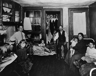 One of Riis' photographs depicting the crowded one-room apartments that ...