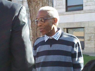 this picture shows him getting out of jail after being in for 30 years.