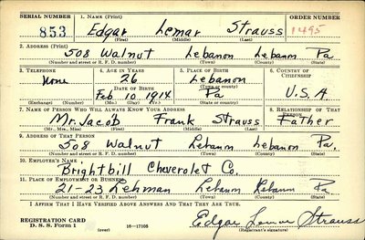 WW2 draft card
