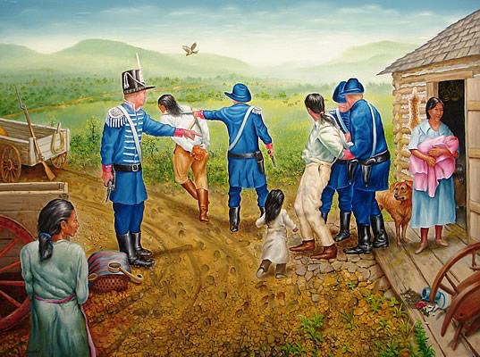 Native Americans forced to leave their homes by American troops and ...