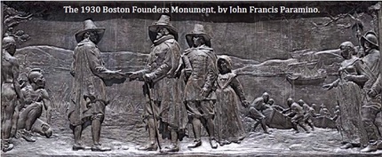 Native Americans on the Founders Memorial, Boston Common