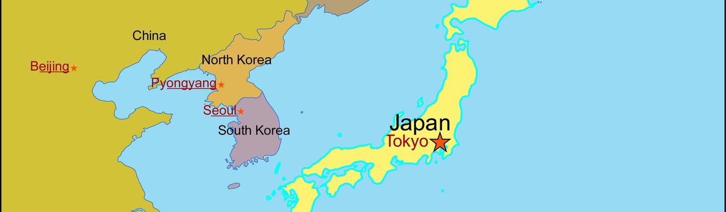 General Map of Japan in Relation to North/South Korea