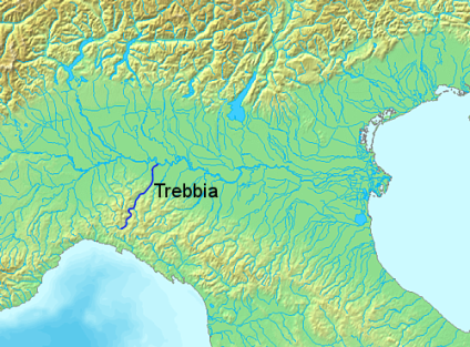 La battaglia di Trebbia del 218 a.C., si svolse nel fiume Trebbia, un ...