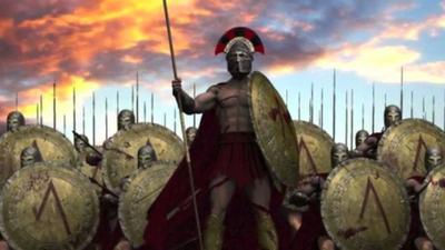 This is a picture of Leonidas leading the Spartan army.