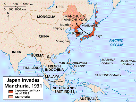 Map of 1931 Japanese Invasion of Manchuria