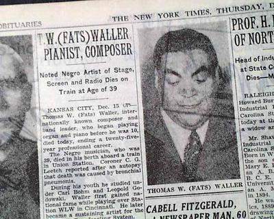 Returning from the West Coast to New York, on December 15, 1943 , Fats ...