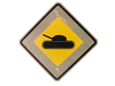 Formation (TAC) sign, 1985 (c); painted in black and yellow, with a ...