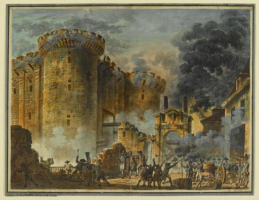 The crowd rushing the Bastille.