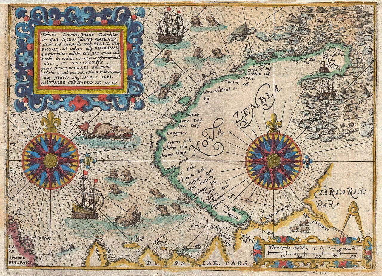 Map of Barents' third expedition. Illustration from Gerrit de Veer ...