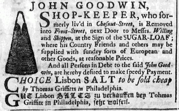 Advertisement from Pennsylvania Gazette.