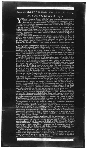From the Boston Weekly News-Letter. Feb. 7, 1751
